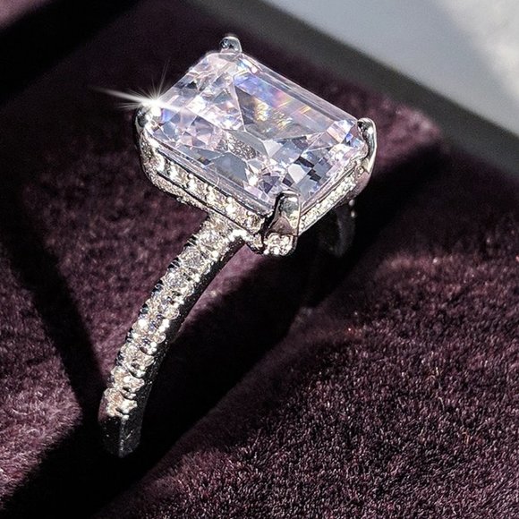 Jewelry | New 35 Carat Emerald Cut Pave Engagement Ring | Poshmark